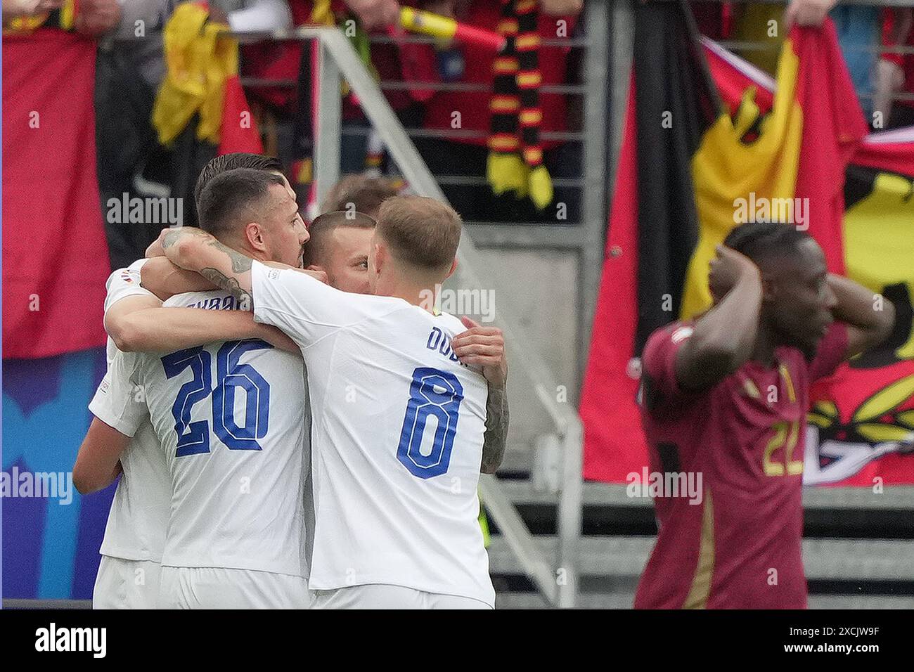 Slovakia's Ivan Schranz celebrates after scoring 0-1 before the Euro ...