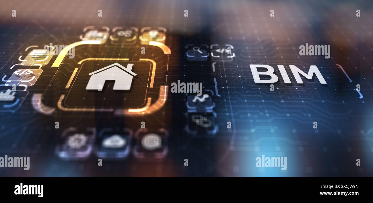 BIM Building Information Modeling Technology concept on virtual screen ...