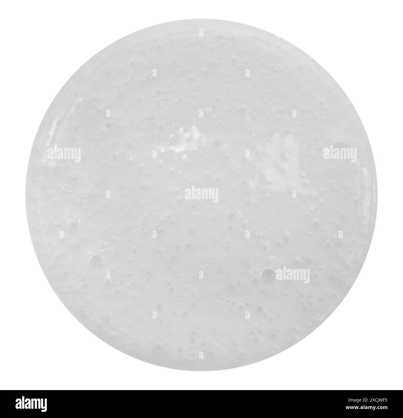 Soap foam round shape on a white background. Shampoo or detergent drop ...