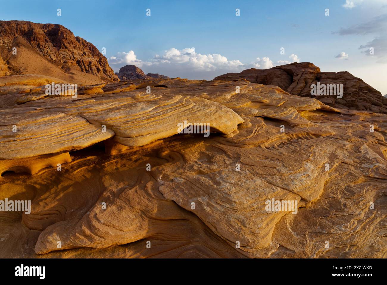 Smooth eroded rock patterns in Wadi Rum valley, Jordan Stock Photo - Alamy