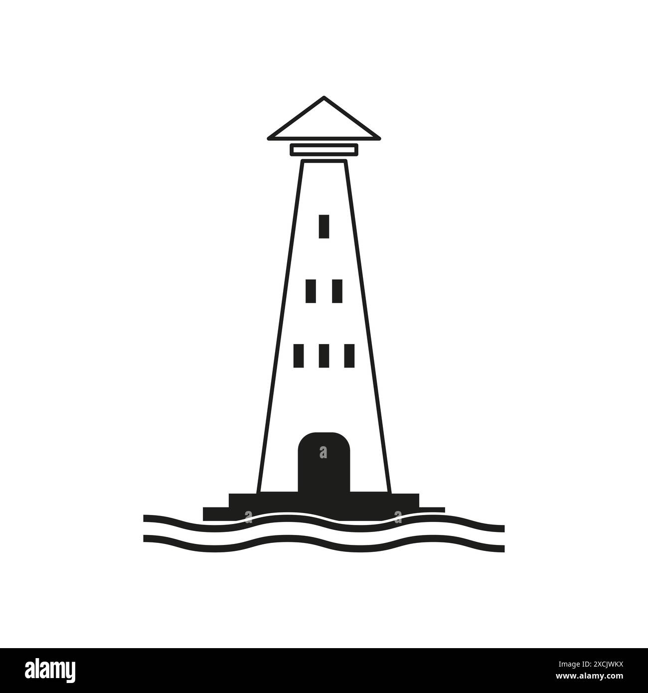 Lighthouse vector icon. Black and white. Coastal building symbol ...