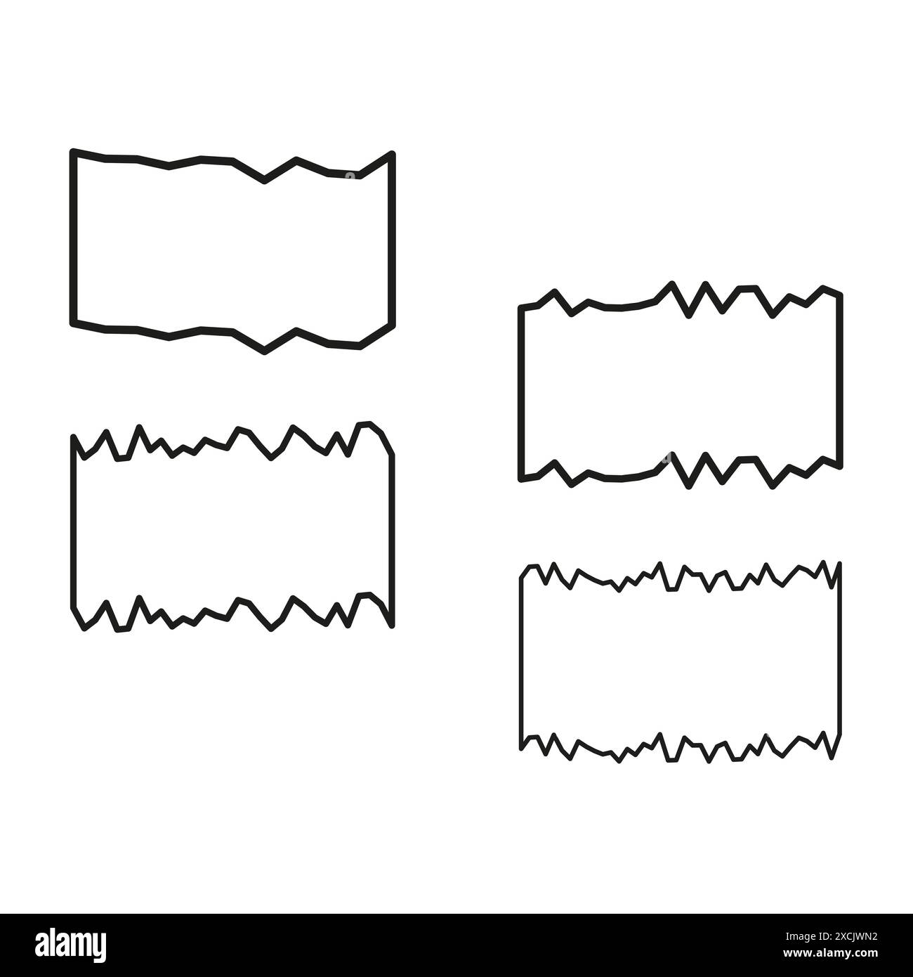 Torn paper frames. Jagged edge vector. Blank note borders. Rough outline design Stock Vector ...