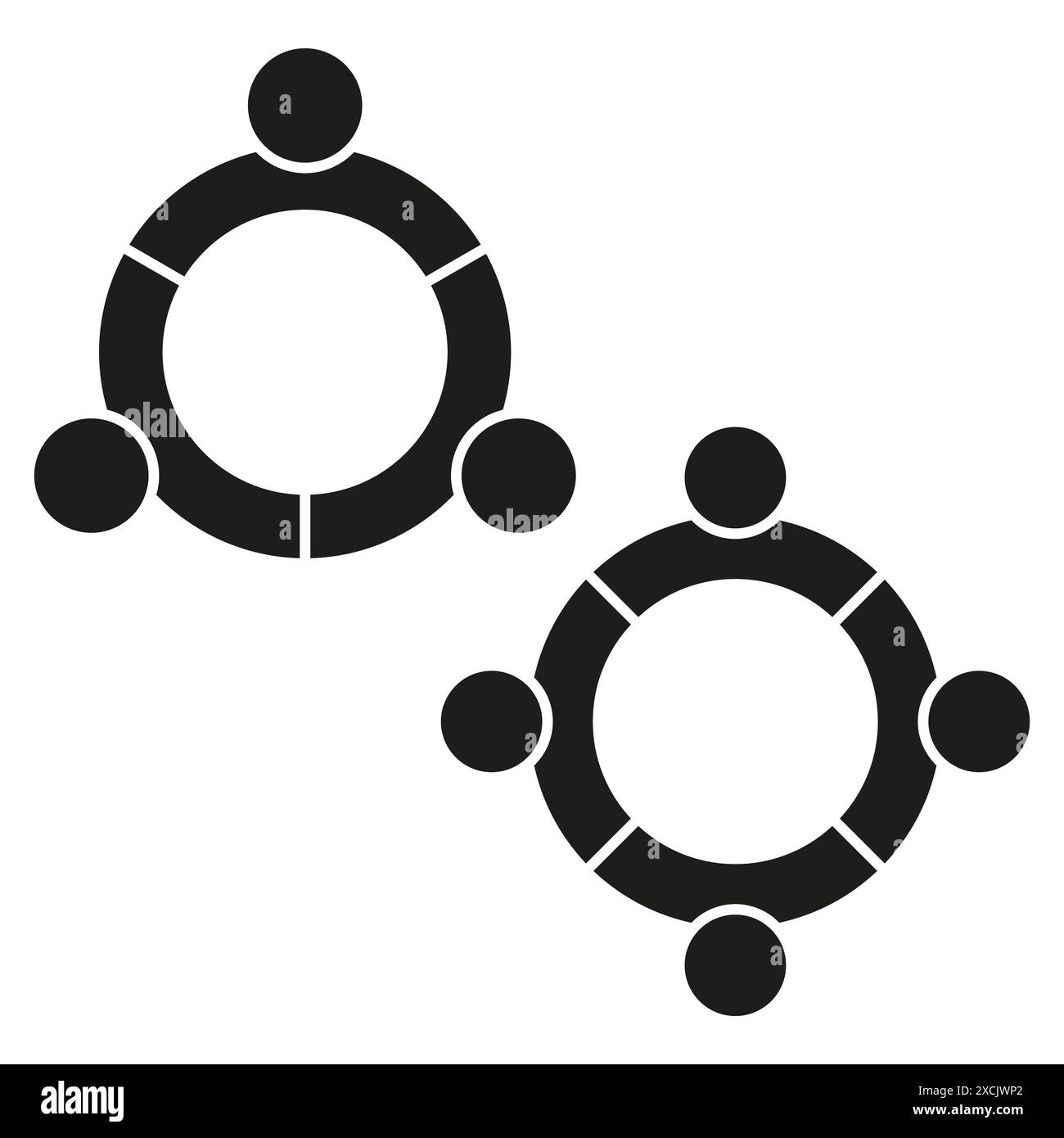 Teamwork icon. Collaboration symbol. Circle of people. Black and white ...