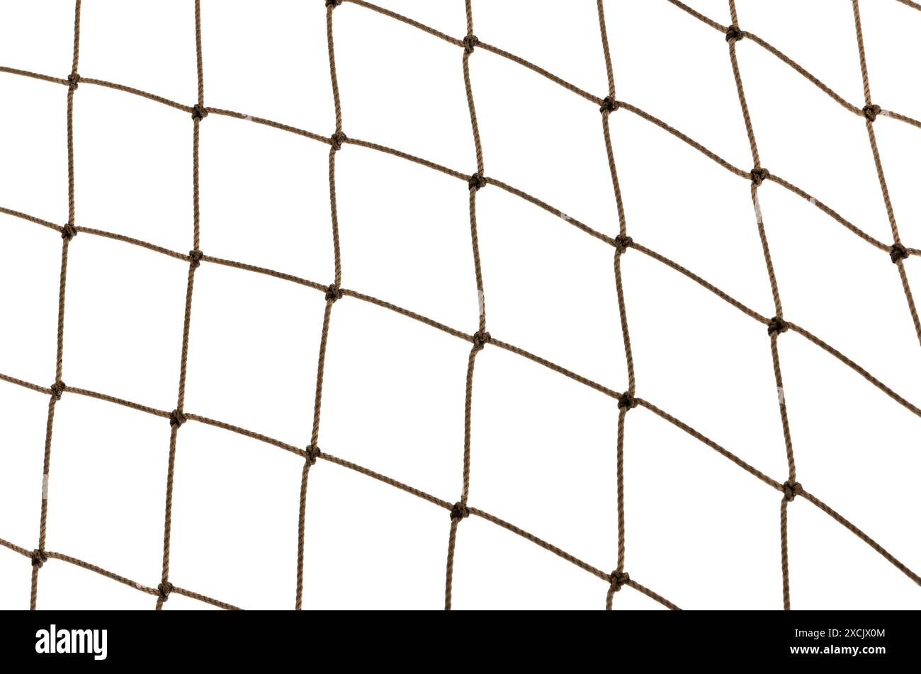 Football or tennis net. Rope mesh on a white background close-up Stock ...