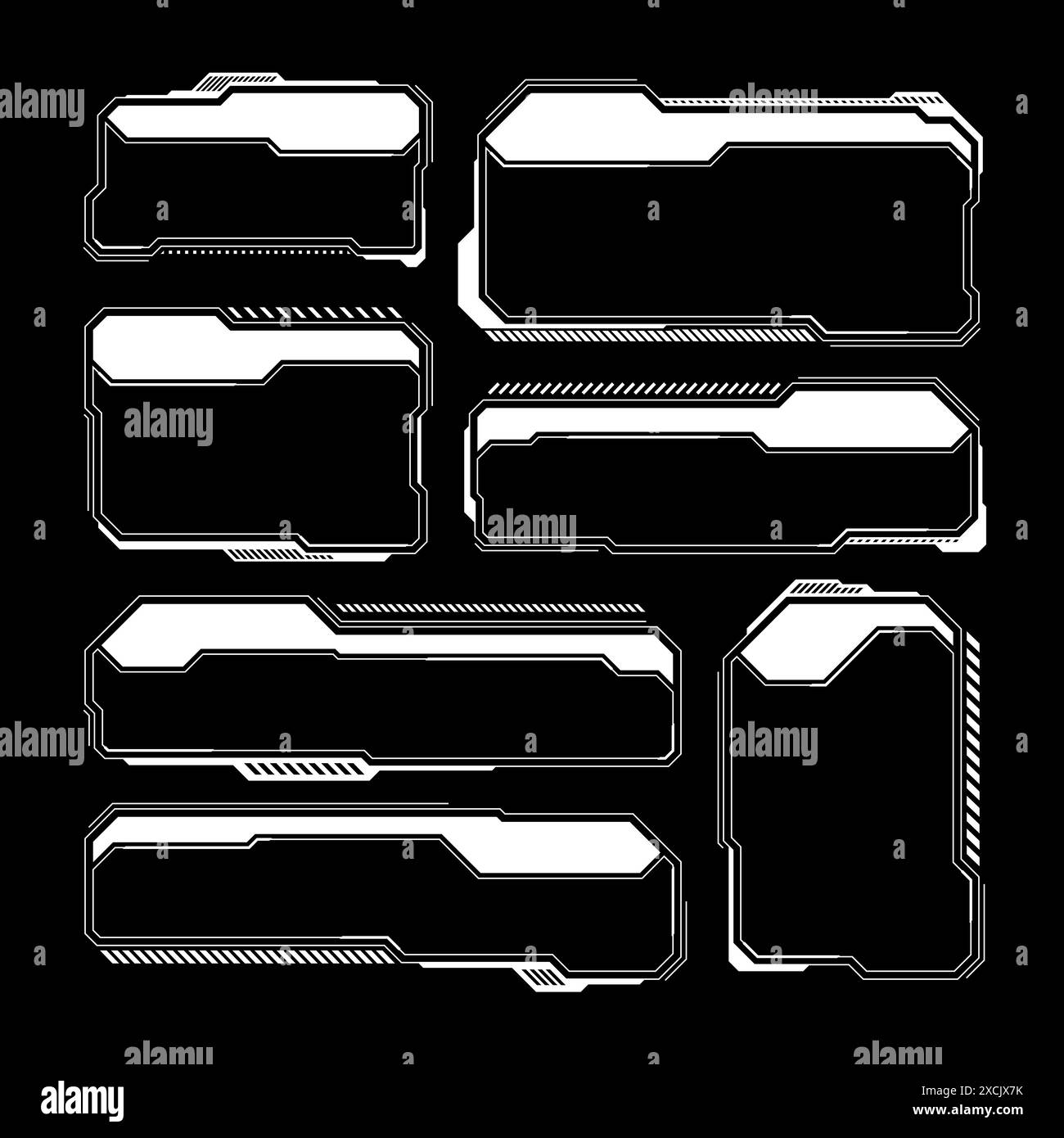 White futuristic HUD, UI elements. Sci-fi user interface text boxes ...