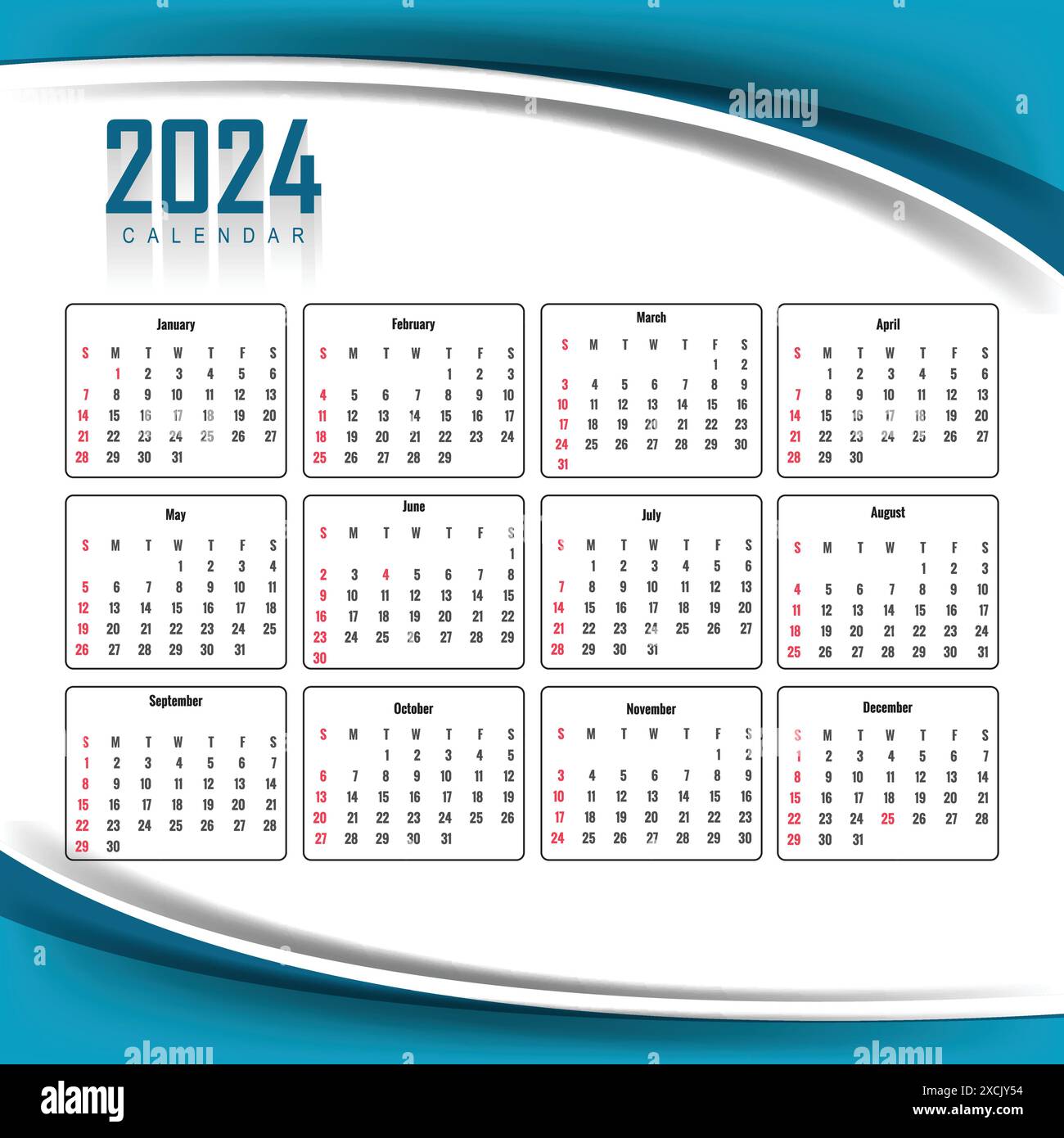 July 2024 calendar desk Stock Vector Images - Alamy