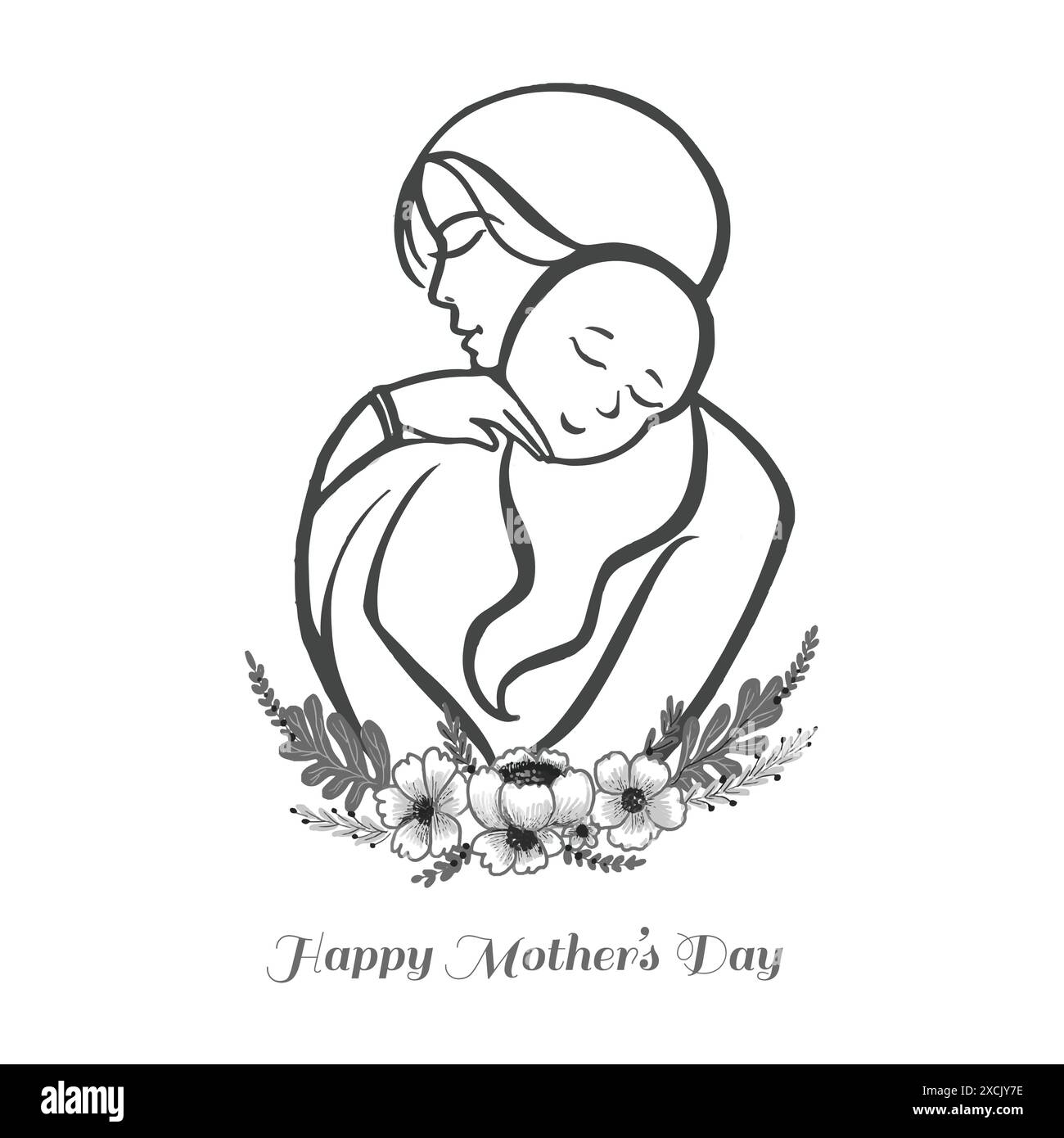Hand drawn mother with baby card design Stock Vector Image & Art - Alamy