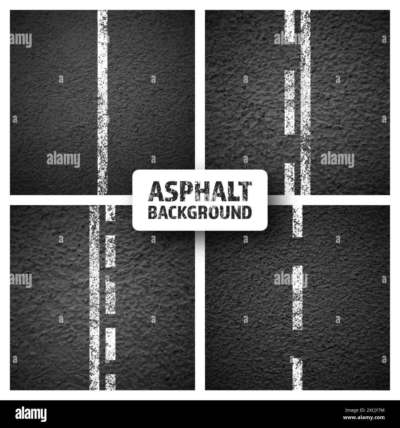 Asphalt road with white cracked lane marking, concrete highway surface ...