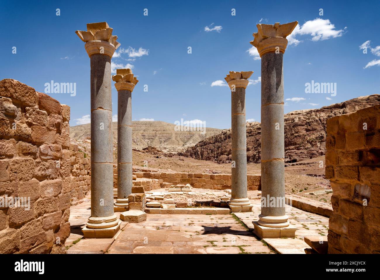 Ancient pillars in desert, Petra, Jordan Stock Photo - Alamy