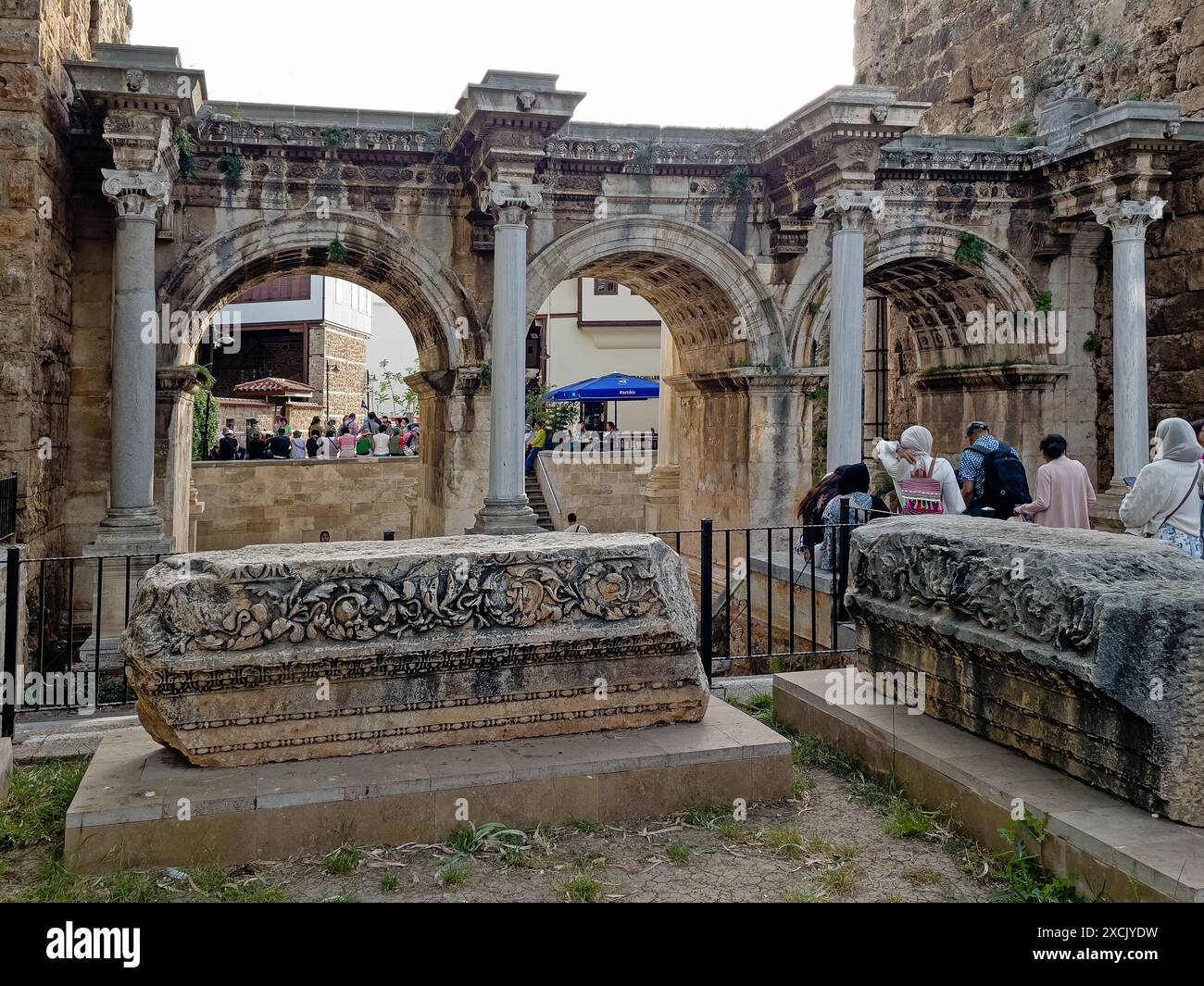 Antalya, Turkey -22 April, 2024. Hadrian's Roman Gate is a memorial ...