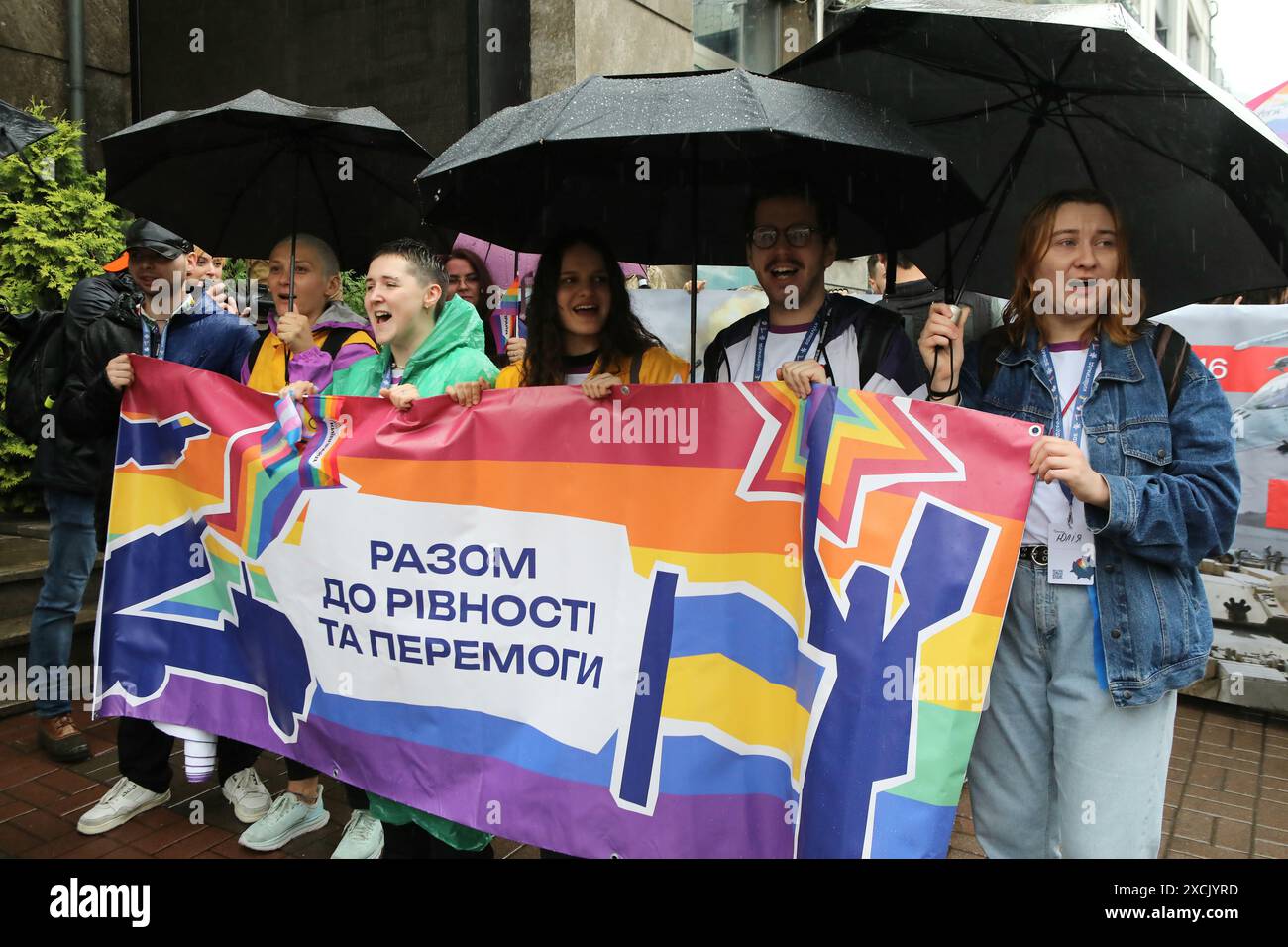KYIV, UKRAINE - JUNE 16, 2024 - Demonstrators partake in the Equality March organised by ...