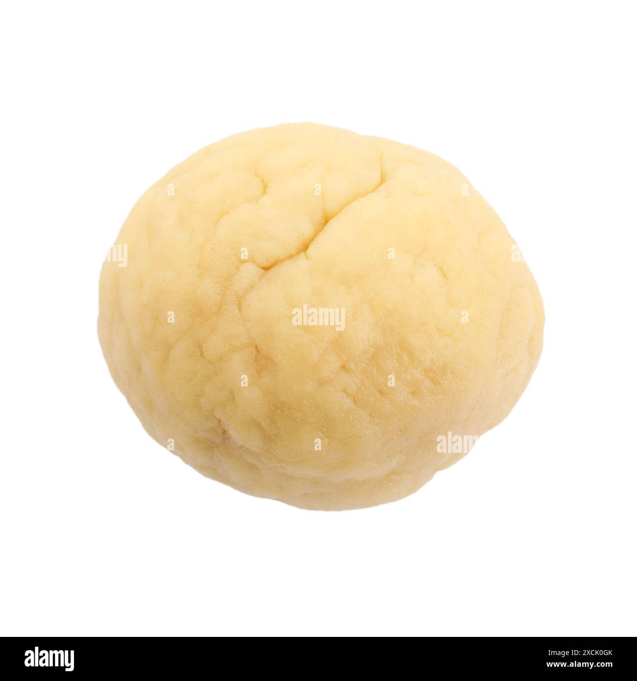 Making shortcrust pastry. Raw dough ball isolated on white, top view ...