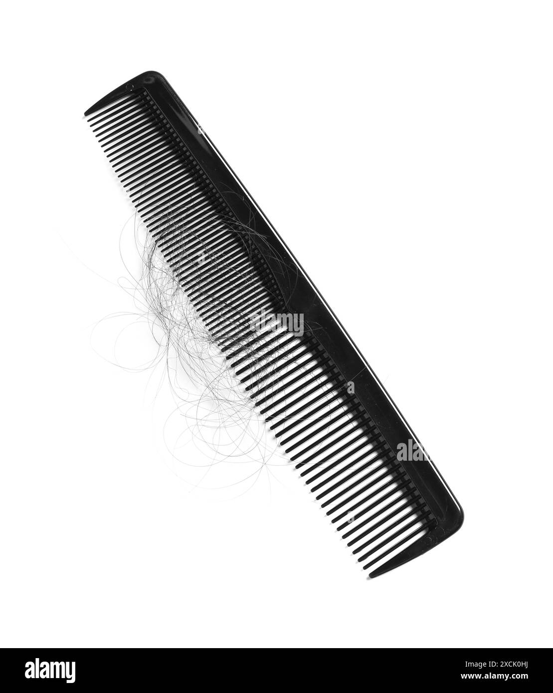 Comb with lost hair isolated on white, top view Stock Photo - Alamy