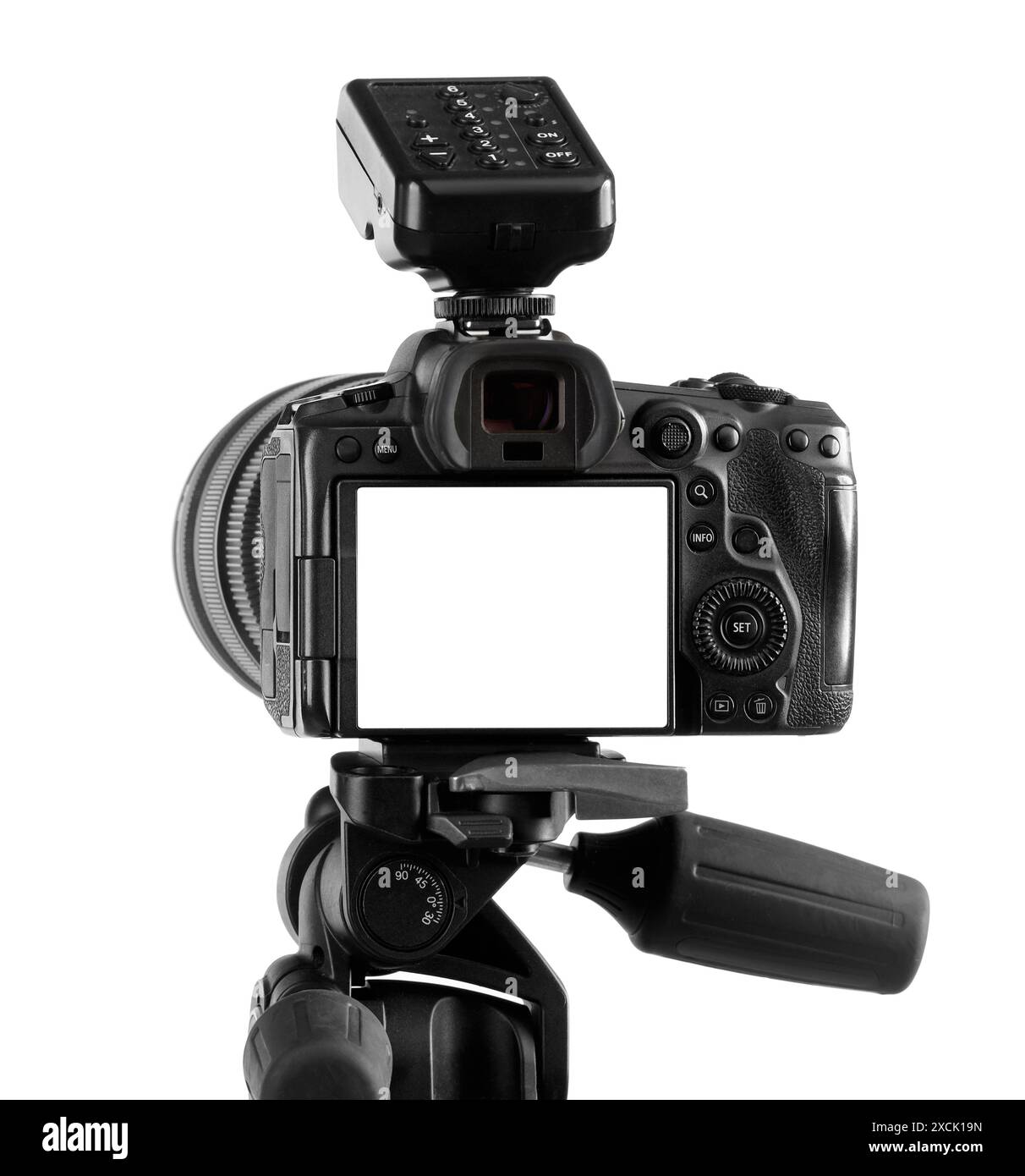 Professional camera isolated on white. Photo studio equipment Stock ...