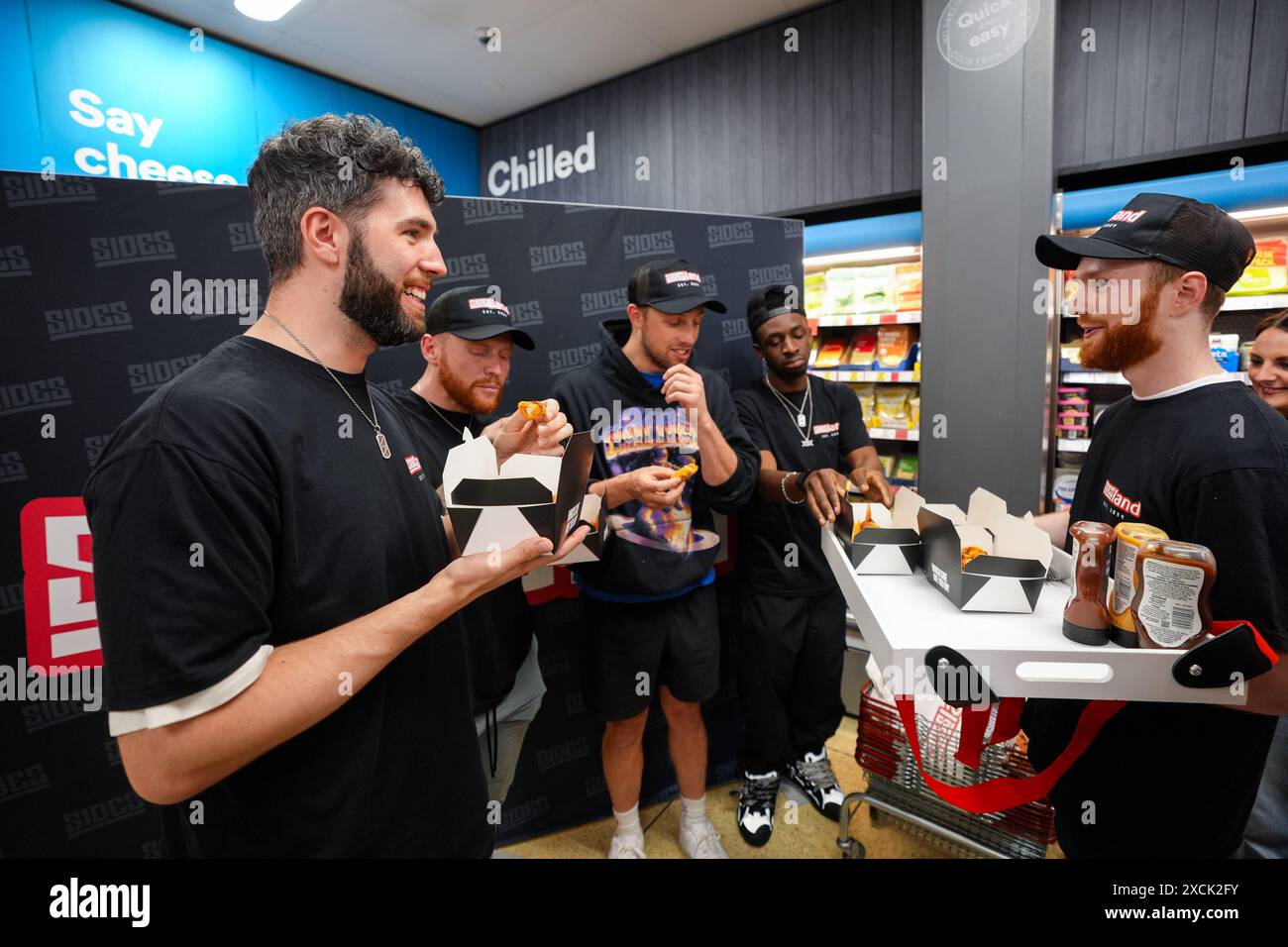 EDITORIAL USE ONLY (Left to right) Sidemen Joshua Bradley, Ethan Payne ...