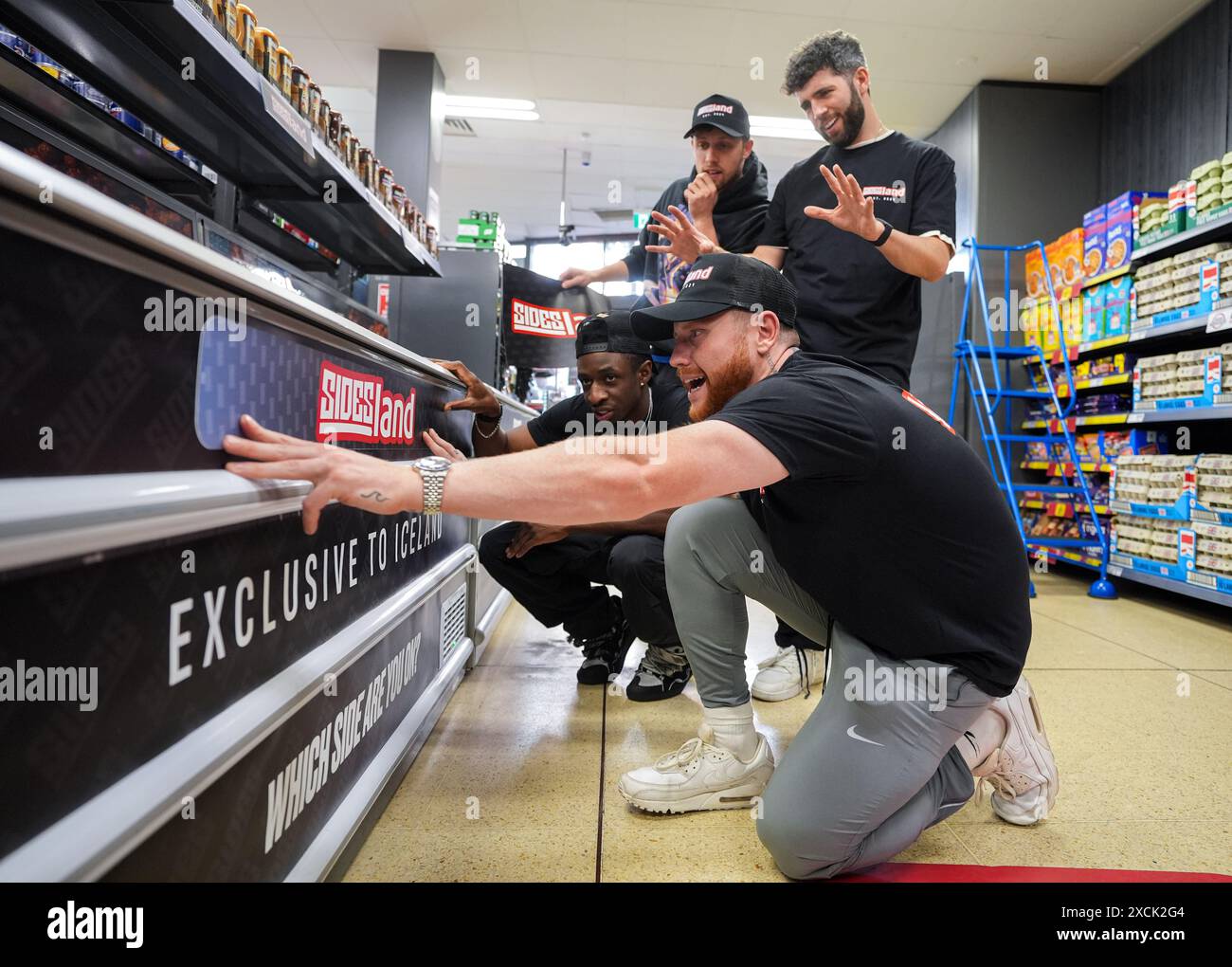 EDITORIAL USE ONLY (Left to right) Sidemen Tobit Brown, Harry Lewis ...