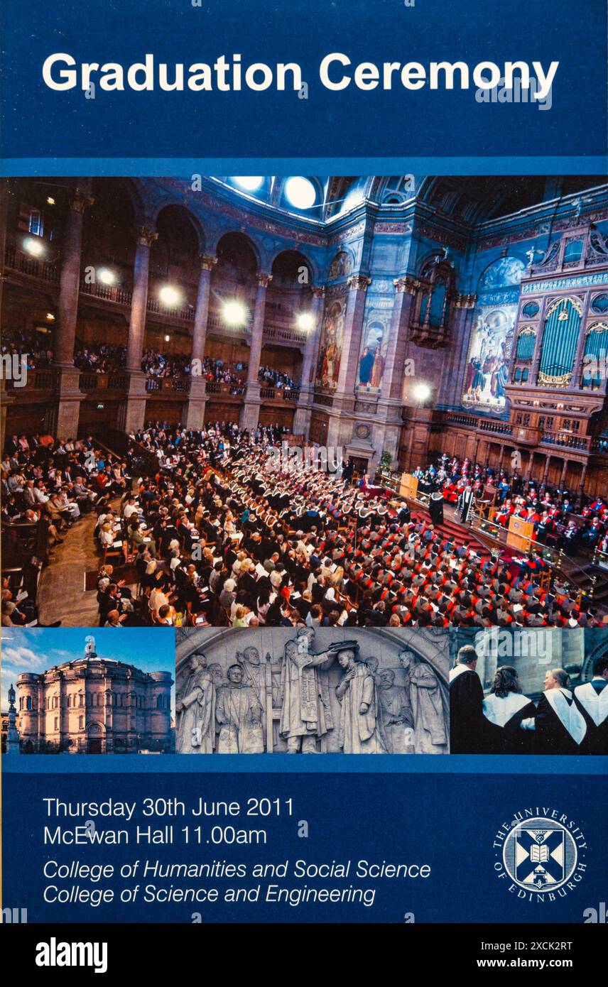 Front cover of a programme for a graduation ceremony at McEwan Hall ...