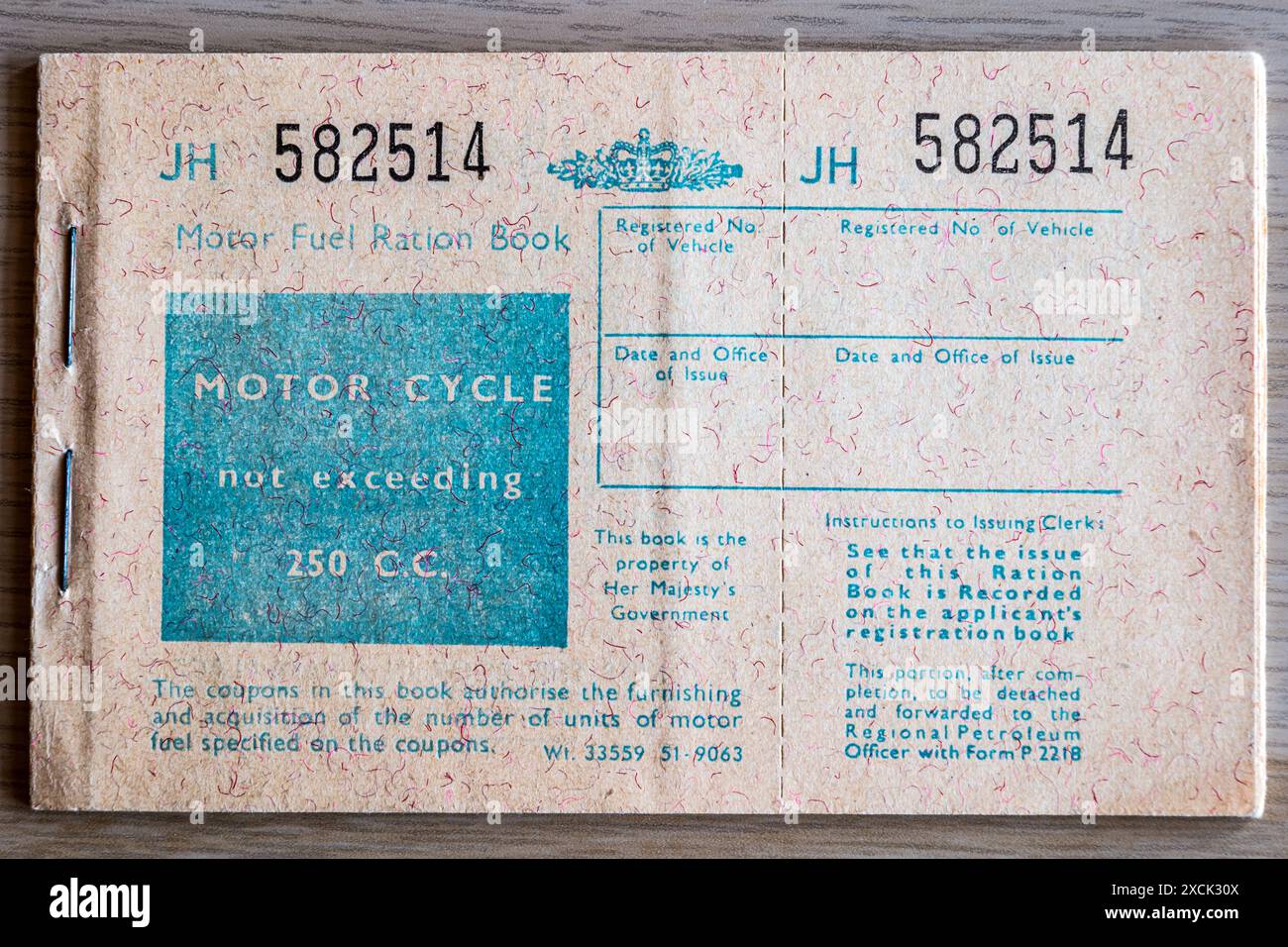 An unused petrol or fuel ration book issued for a motorcylce in 1973 ...