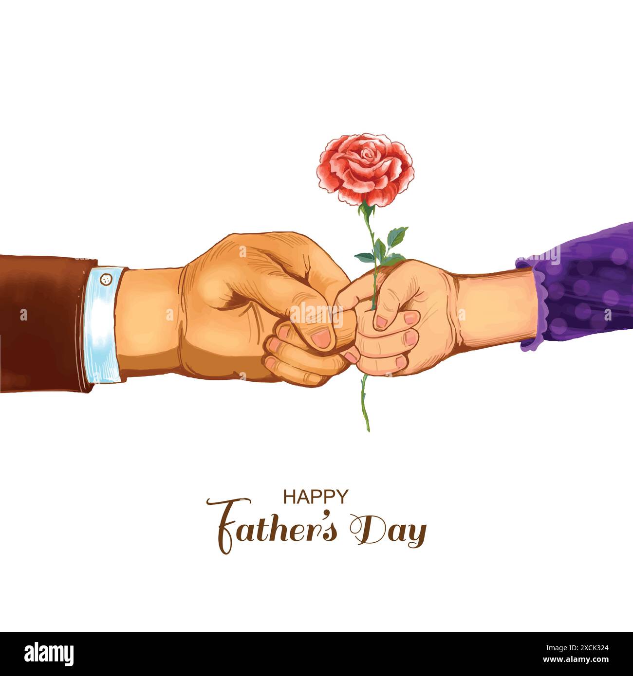 Happy fathers day the parent holds the hand of a small child design ...