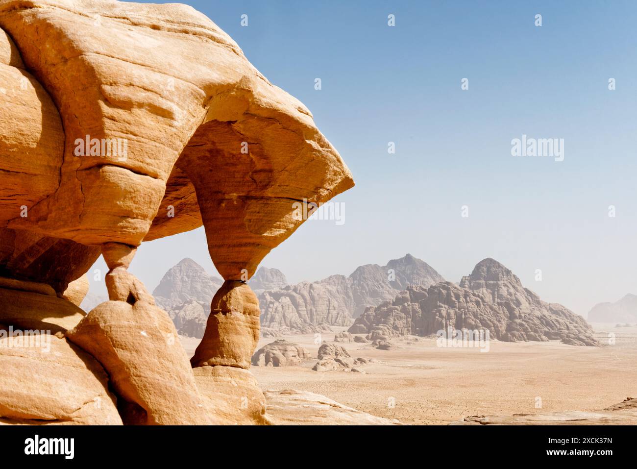 Landscape with desert and rock formations, Wadi Rum, Jordan Stock Photo ...