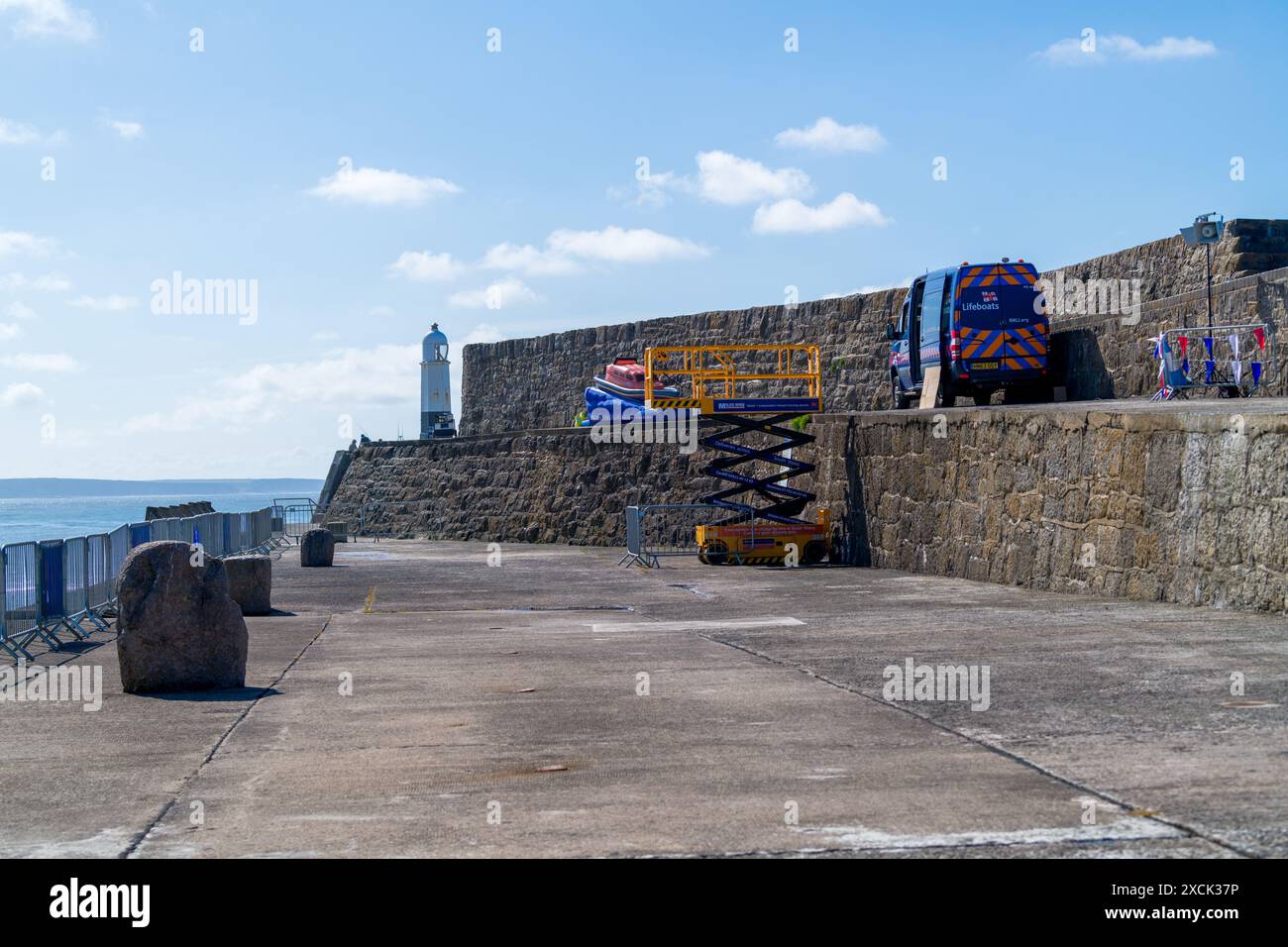 An RNLI transit van parks on Porthcawl pier as they prepare for RNLI ...