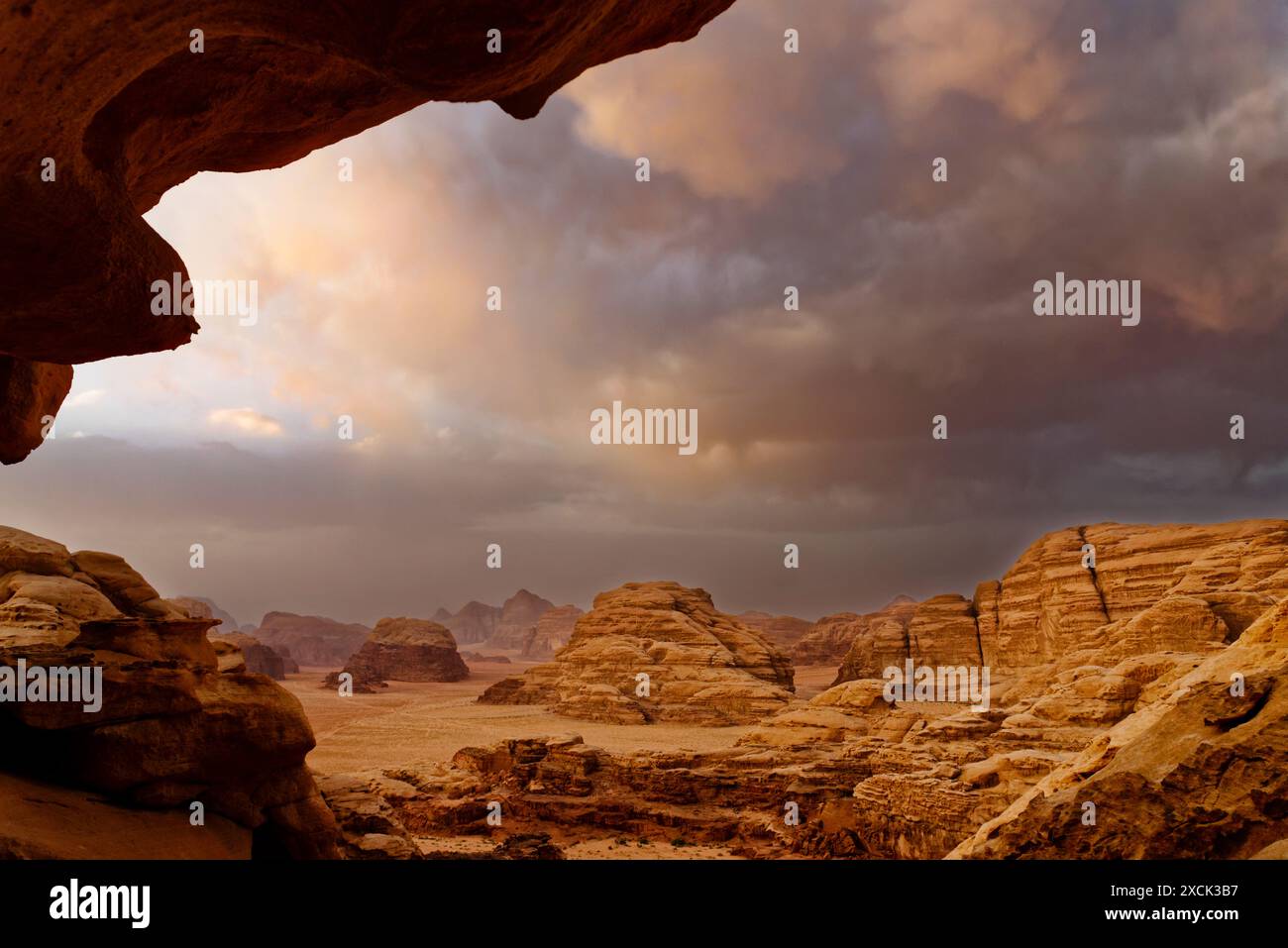 Storm clouds over Wadi Rum valley, Jordan Stock Photo - Alamy