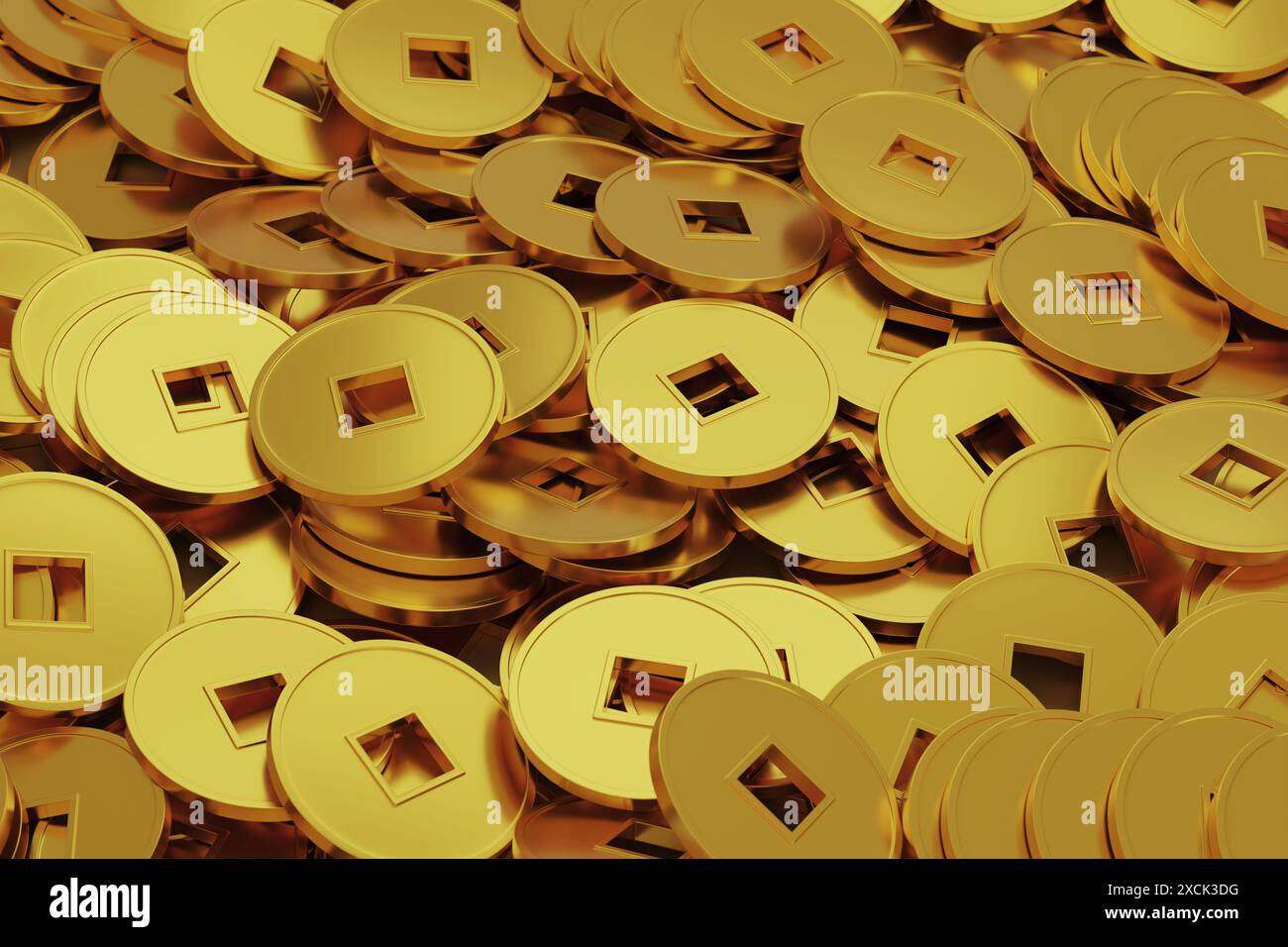 Chinese golden coins background. 3d illustration Stock Photo - Alamy
