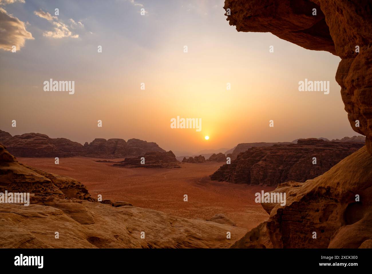 Sunset over Wadi Rum valley, Jordan Stock Photo - Alamy