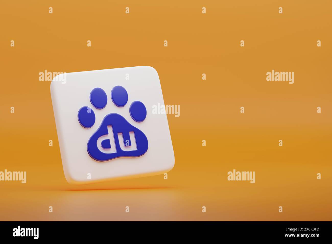 Baidu logo isolated on yellow background with copy space. 3d ...