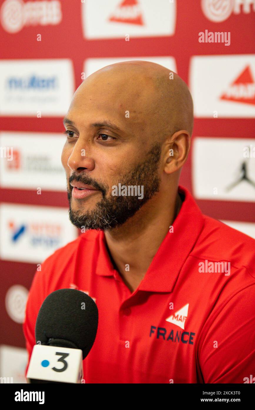 Paris, France. 17th June, 2024. Karim Souchu head coach of the 3x3 Men ...