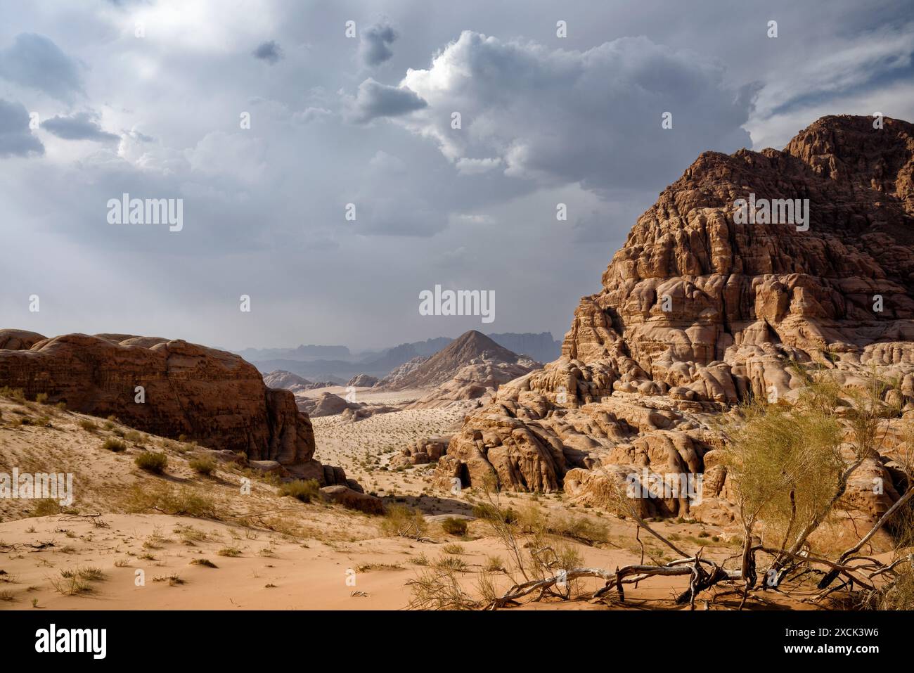 Storm clouds over Wadi Rum valley, Jordan Stock Photo - Alamy