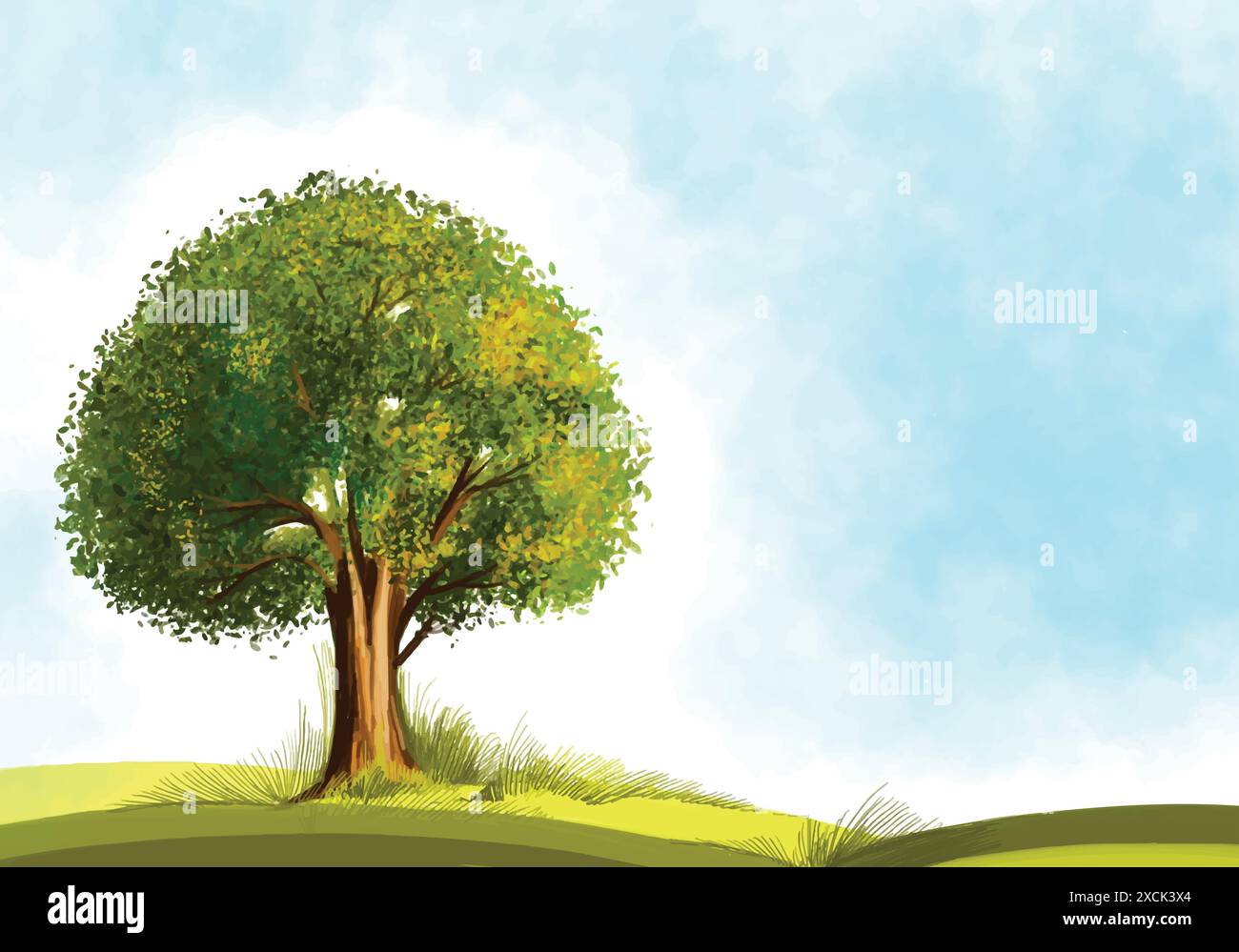 Landscape cherry plum branches Stock Vector Images - Alamy