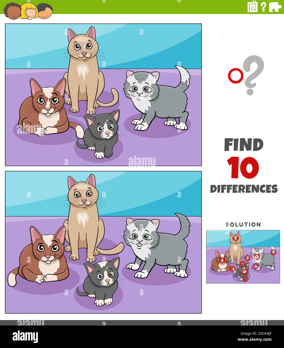 Cartoon illustration of finding the differences between pictures ...