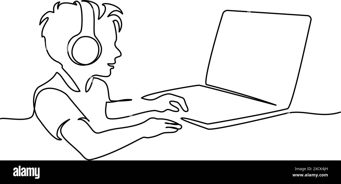 Child boy study at home using notebook. Education and back to school ...