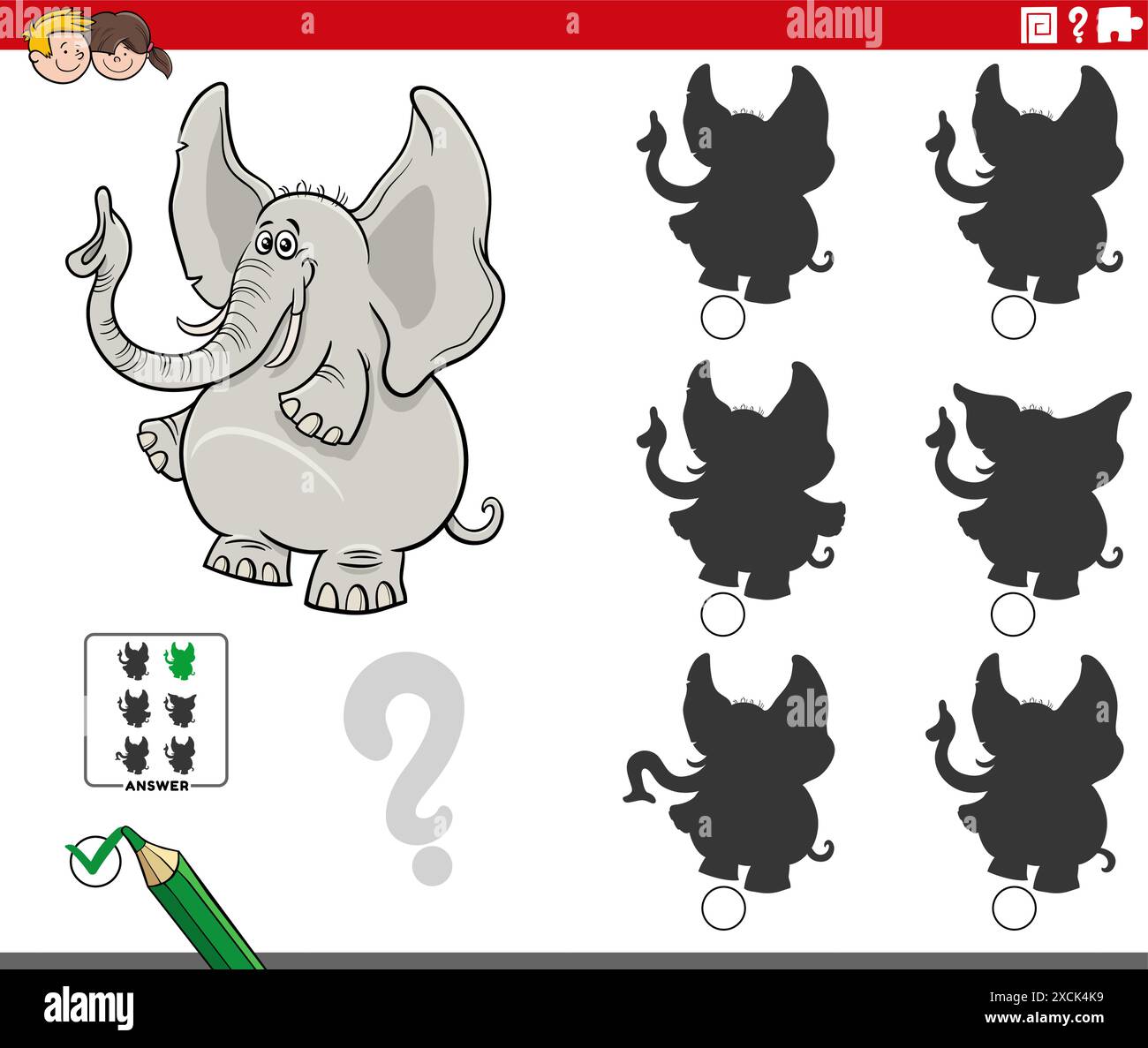 Cartoon illustration of finding the right picture to the shadow ...