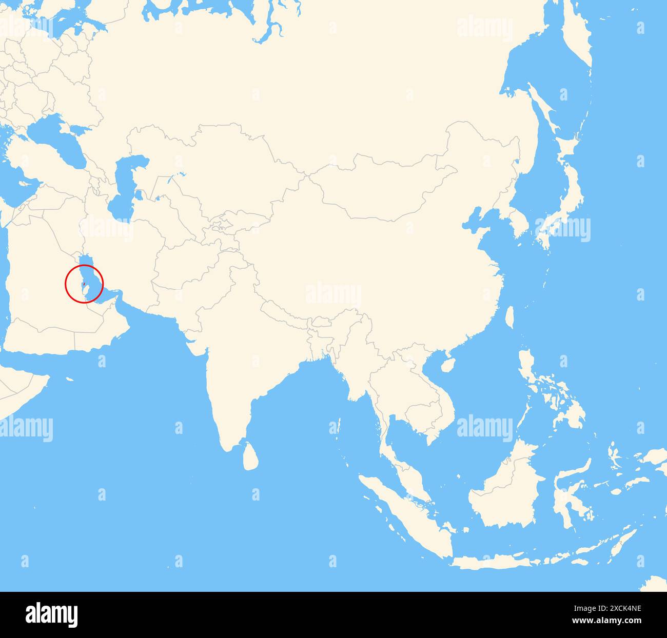 Locator map showing the location of the country Bahrain in Asia. The ...