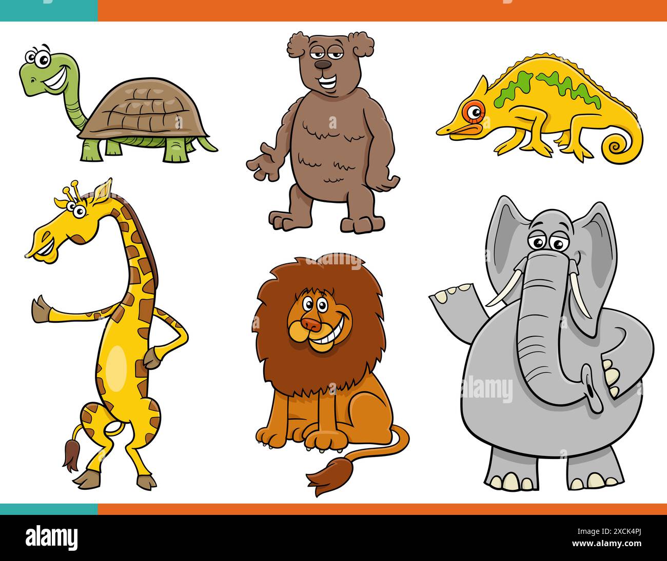 Cartoon illustration of funny wild animals comic characters set Stock ...