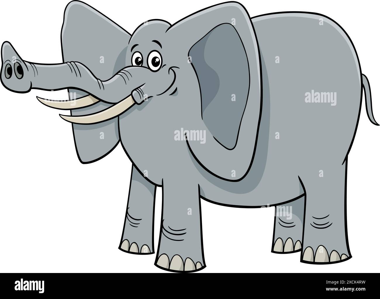 Cartoon illustration of funny elephant comic animal character Stock ...
