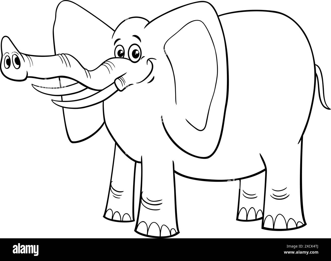 Elephant cartoon coloring book Black and White Stock Photos & Images ...