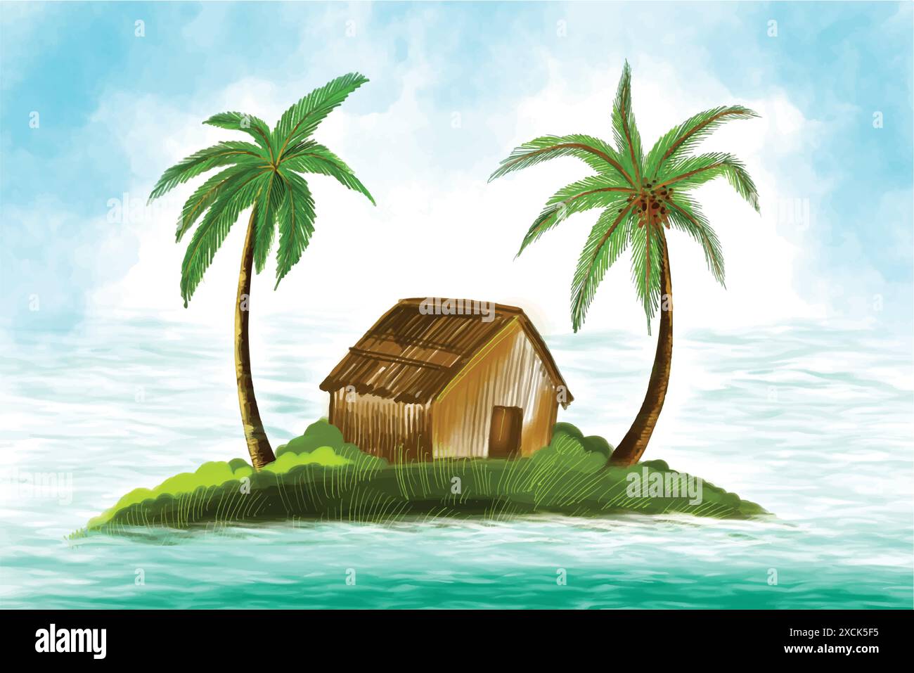 Spring landscape scene on the beach background Stock Vector Image & Art ...