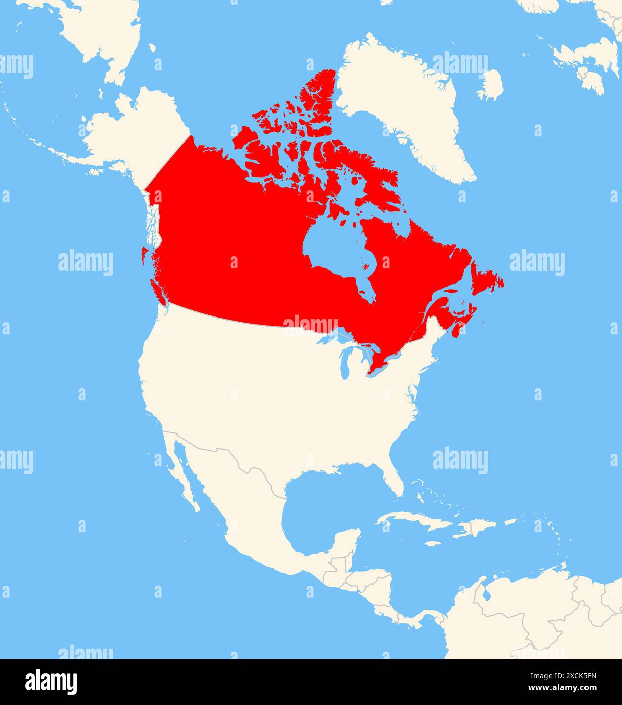 Locator map showing the location of the country Canada in North America ...