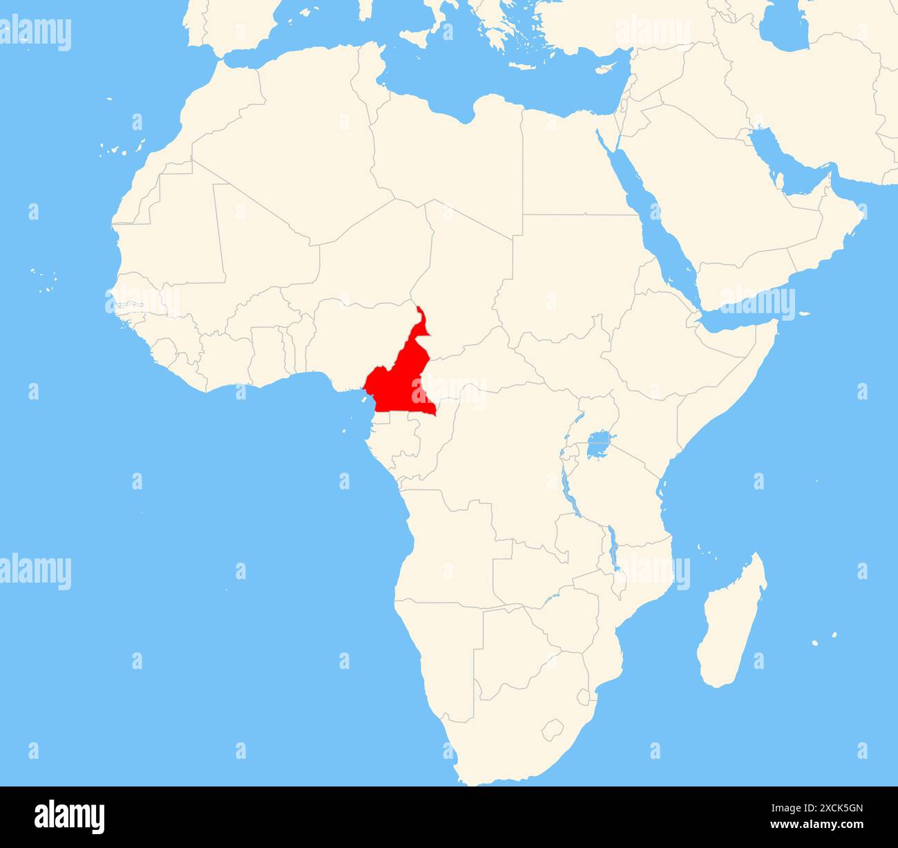 Locator map showing the location of the country Cameroon in Africa. The ...