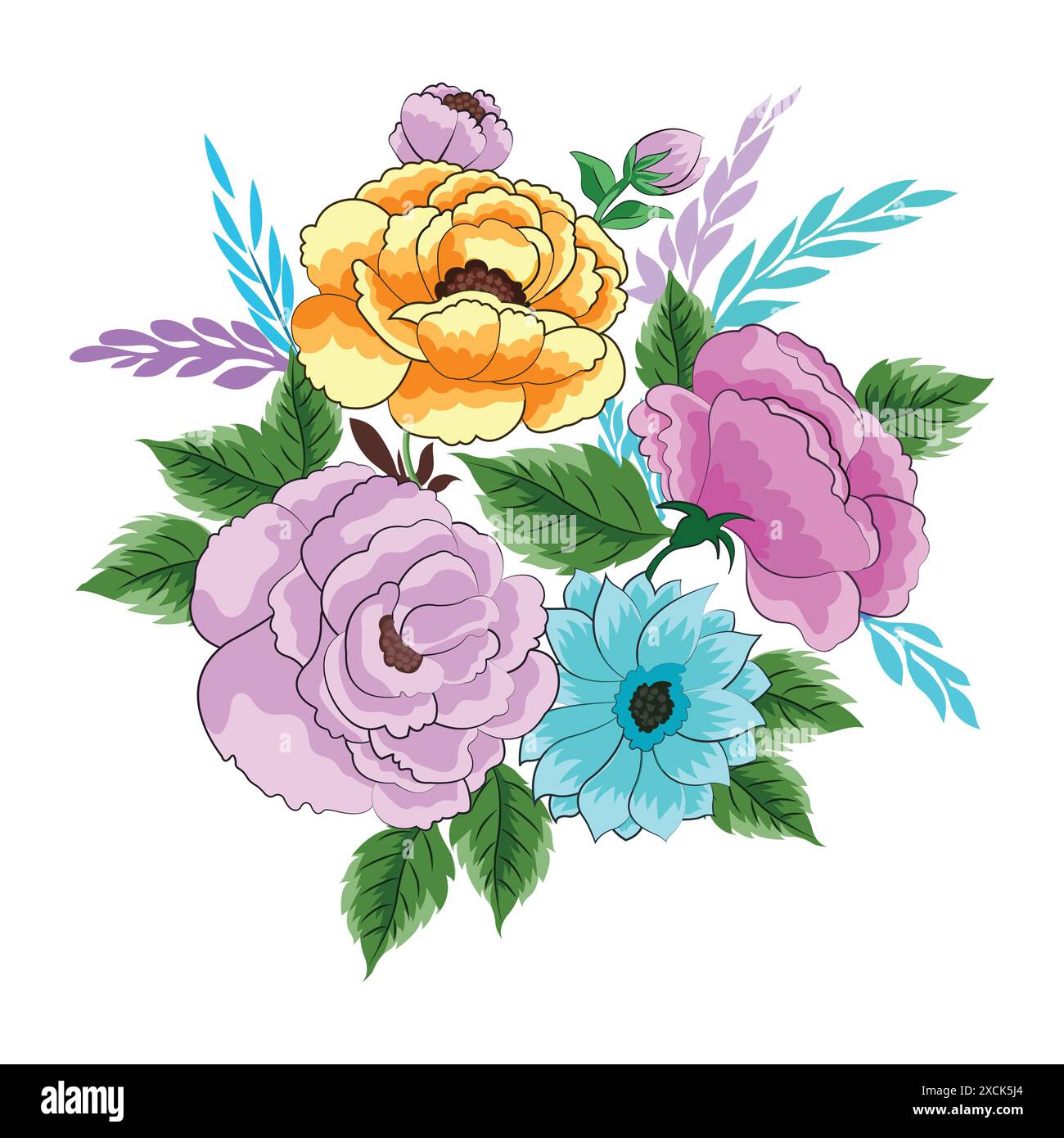 Beautiful decorative bunch of flowers card design Stock Vector Image ...
