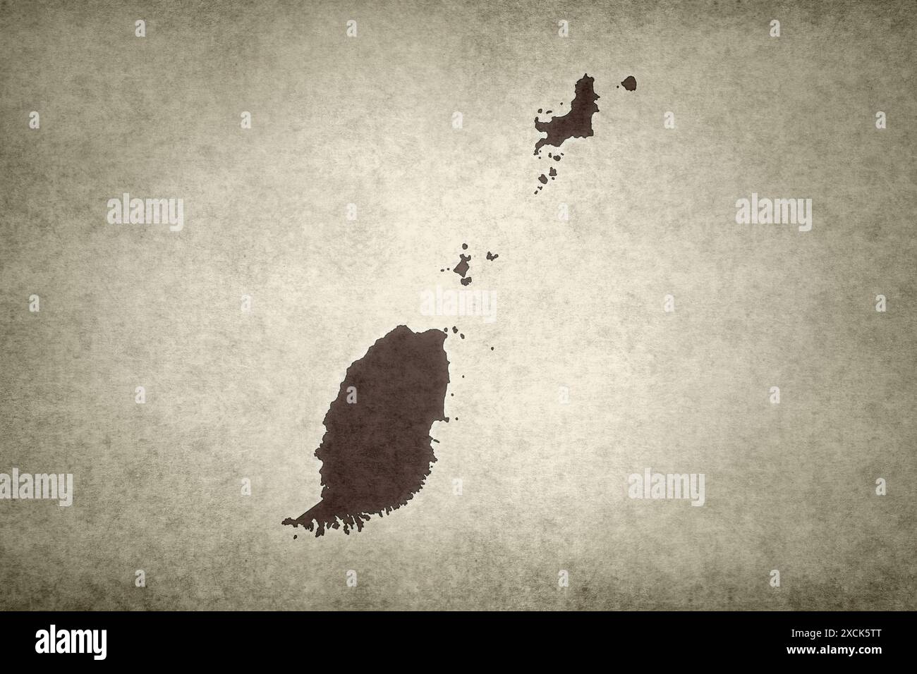 Grunge map of Grenada printed on an old paper Stock Photo - Alamy