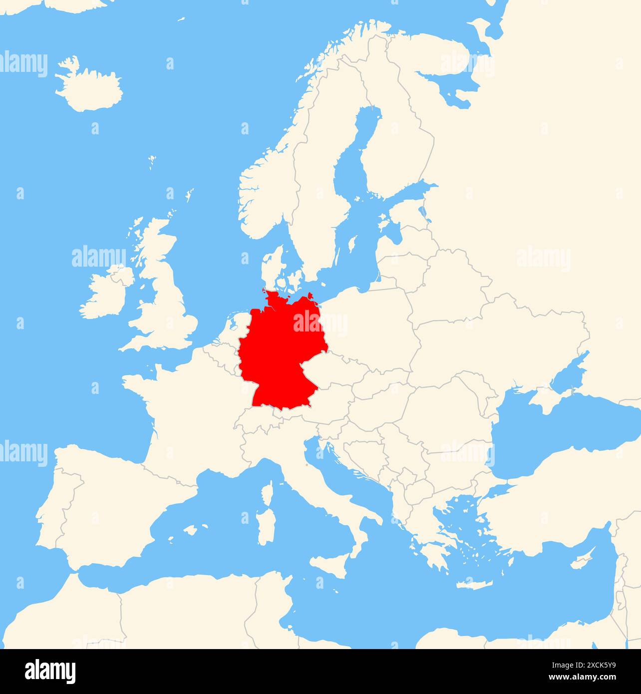 Locator map showing the location of the country Germany in Europe. The ...
