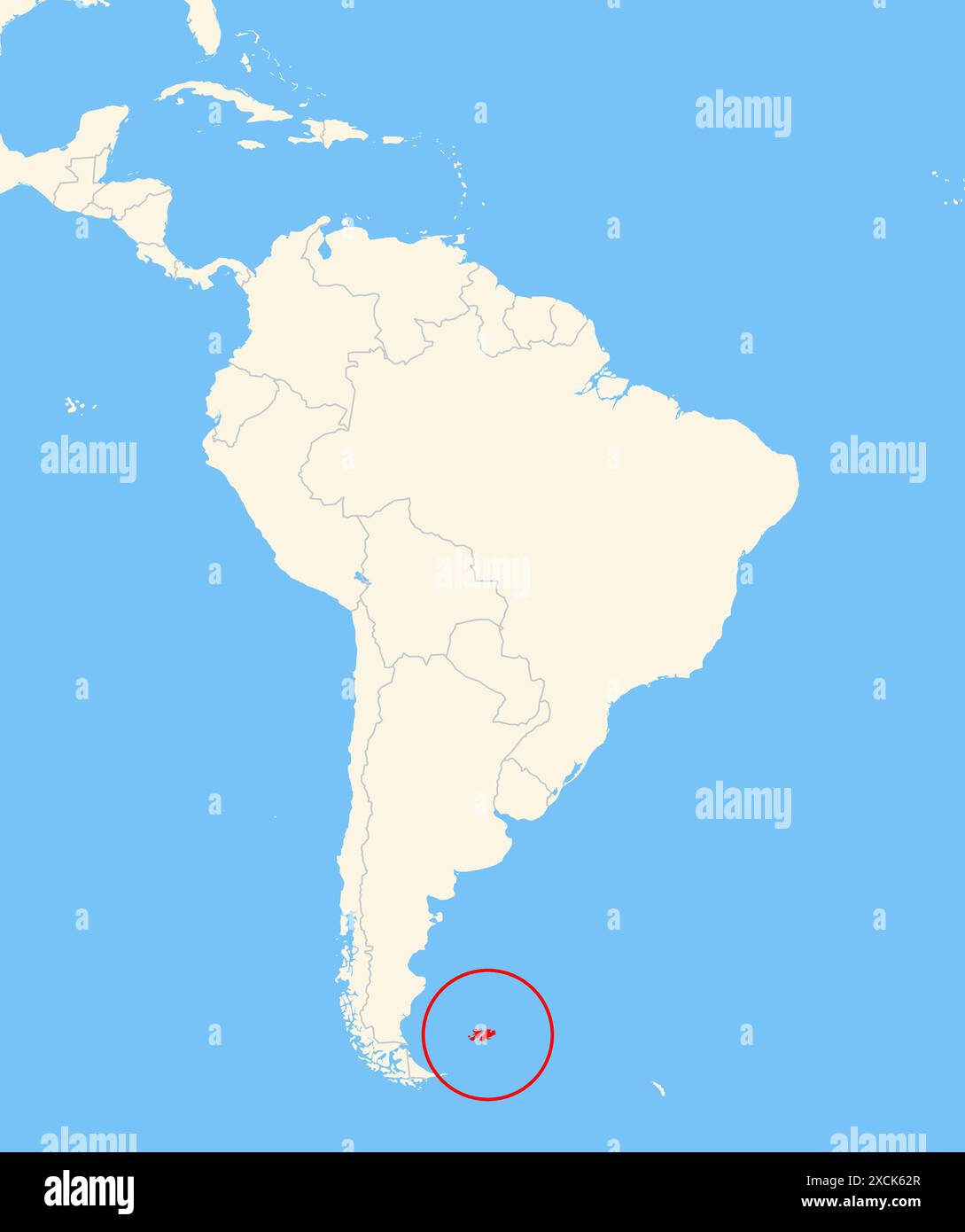 Locator map showing the location of the country Falkland Islands in ...