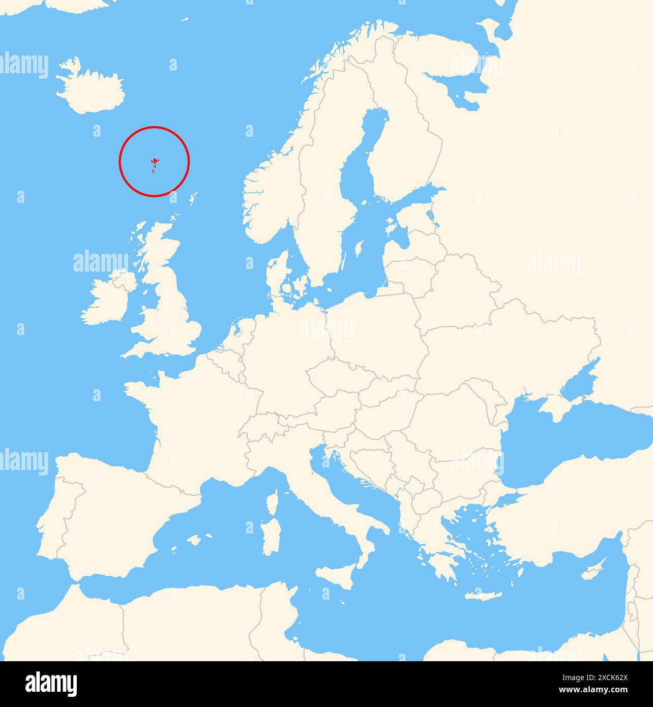 Locator map showing the location of the country Faroe Islands in Europe ...