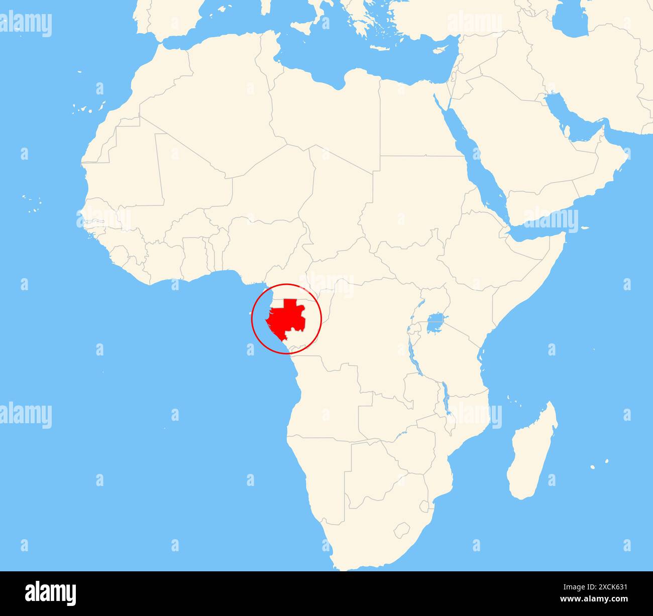 Locator map showing the location of the country Gabon in Africa. The ...