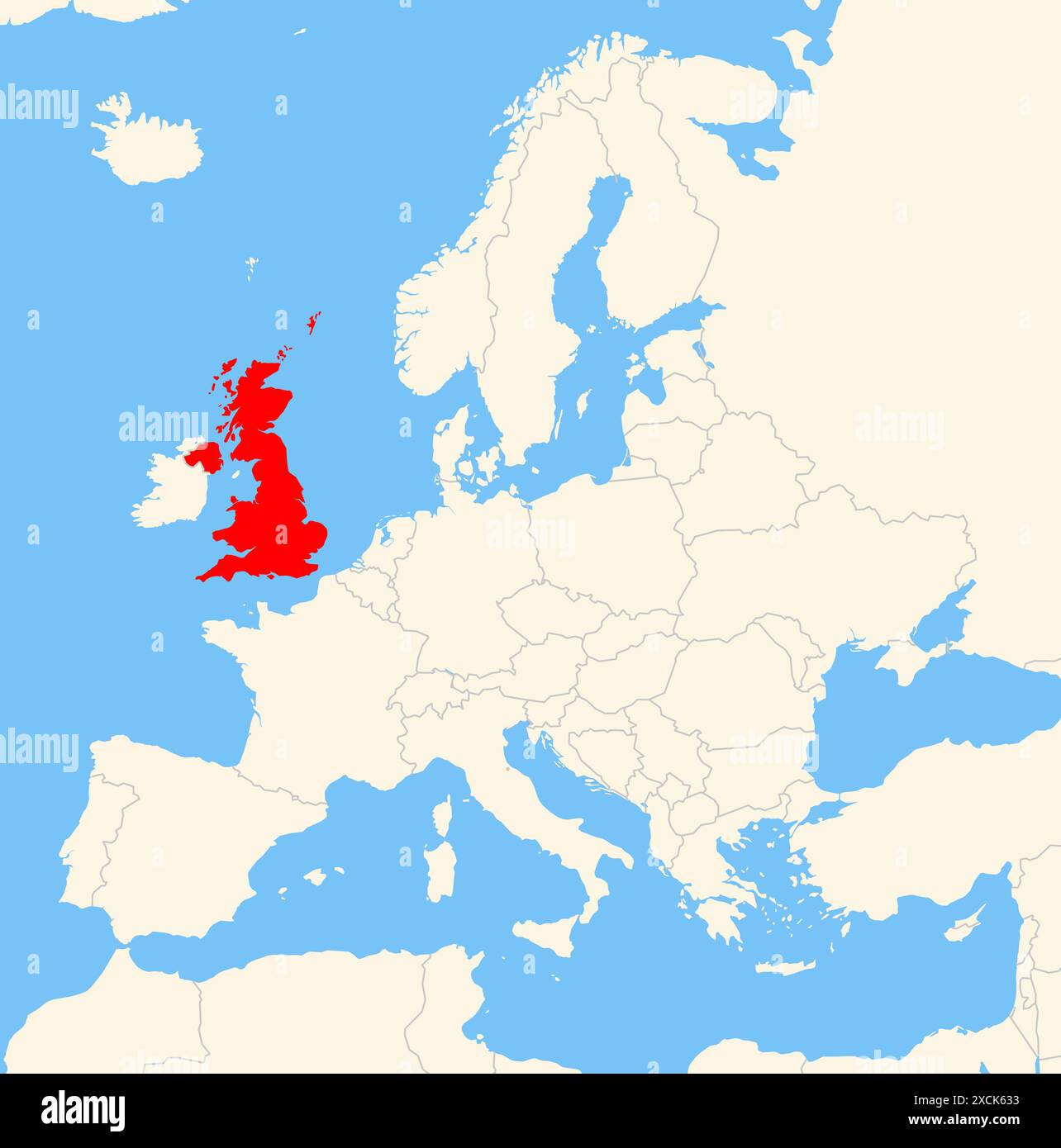 Locator map showing the location of the country United Kingdom in ...