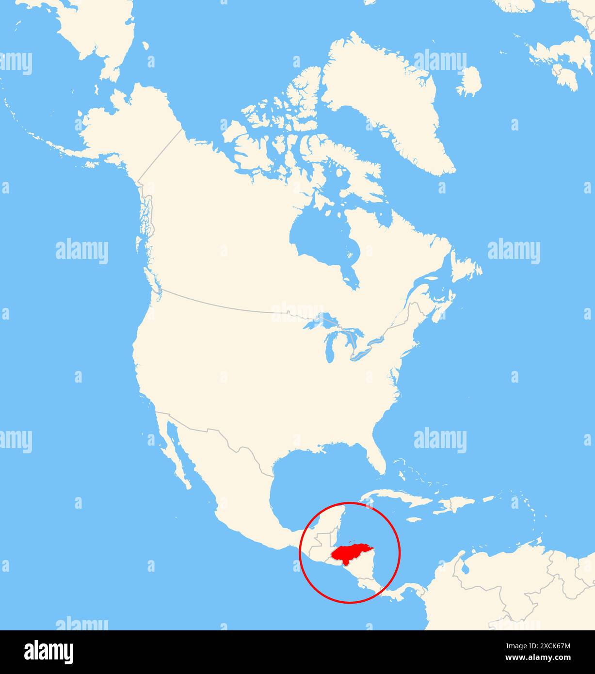 Locator map showing the location of the country Honduras in North ...